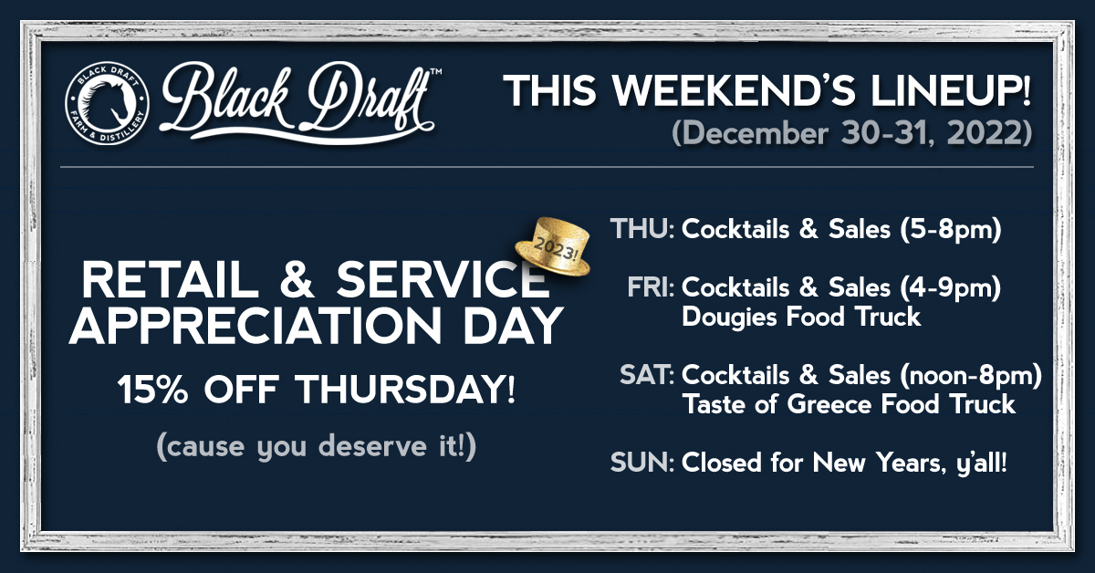 New Year’s Weekend Lineup – Black Draft Distillery